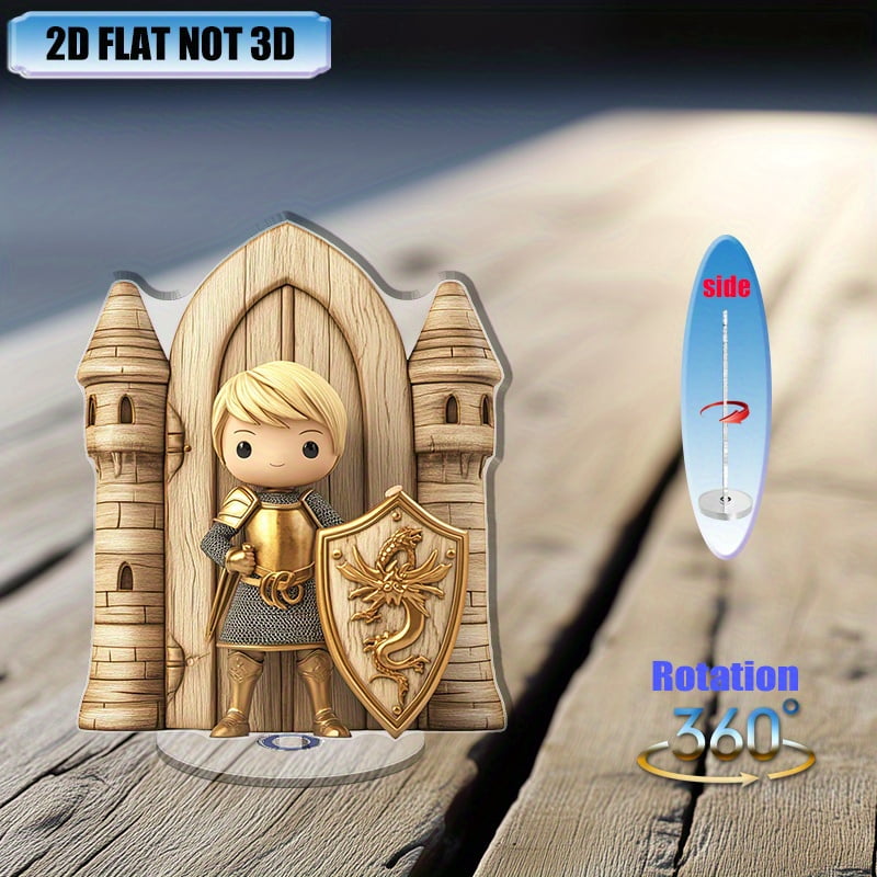 [2D flat] 1PC Rotating acrylic display featuring a golden-haired knight ...