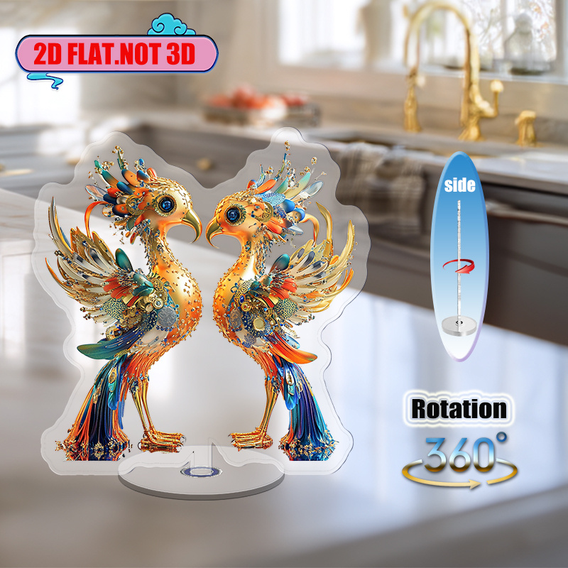 [2D flat] 1PC Rotating acrylic display featuring golden mechanical ...