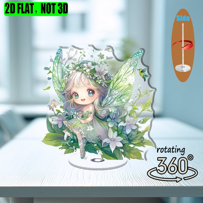 [2D flat] 1PC Rotating acrylic display featuring a joyful fairy dancing ...