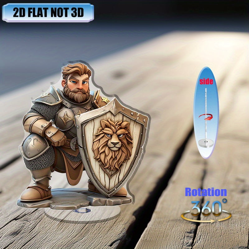 [2D flat] 1PC Rotating acrylic display featuring a knight with intense ...