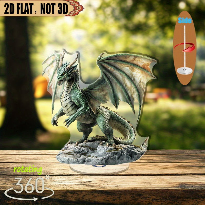 [2D flat] 1PC Rotating acrylic display featuring a majestic dragon in ...