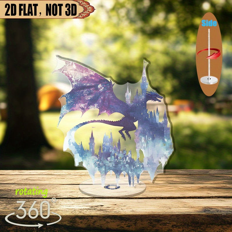 [2D flat] 1PC Rotating acrylic display featuring a majestic dragon ...