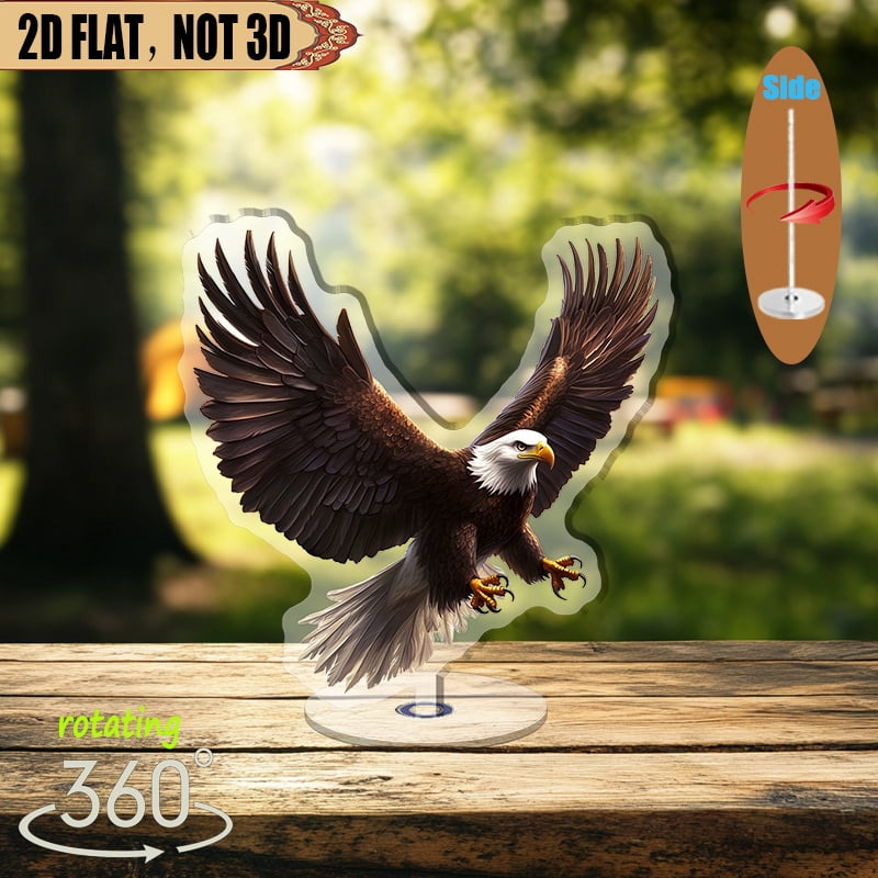 [2D flat] 1PC Rotating acrylic display featuring a majestic eagle ...