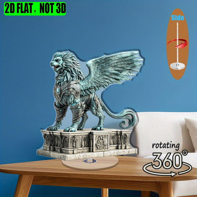 [2D flat] 1PC Rotating acrylic display featuring a majestic griffin in ...