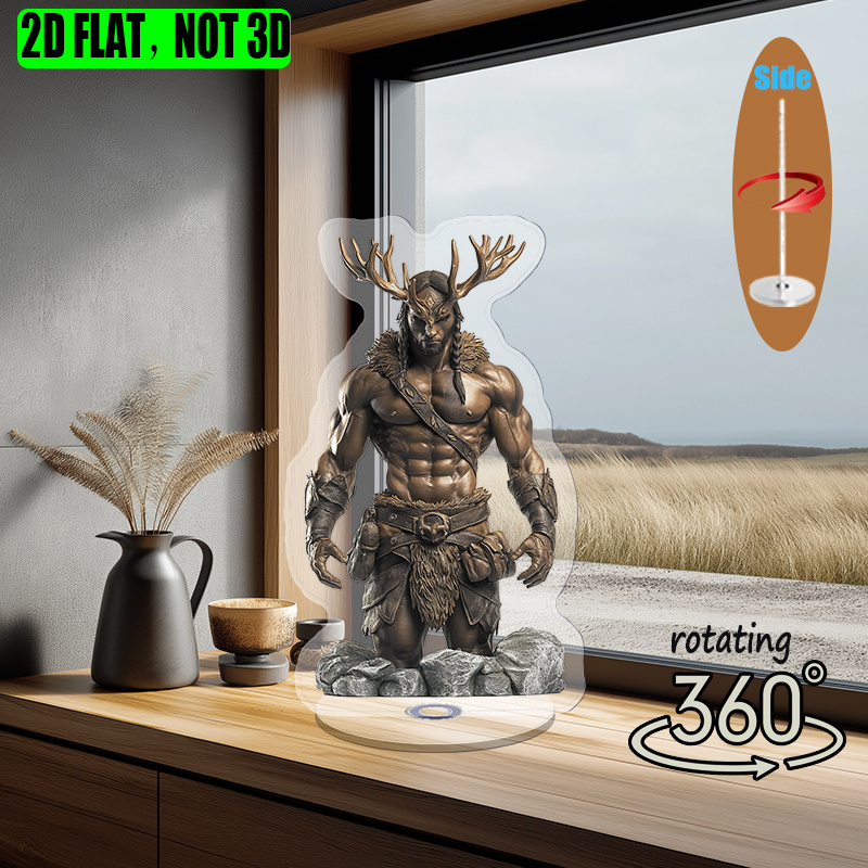 [2D flat] 1PC Rotating acrylic display featuring a muscular warrior ...
