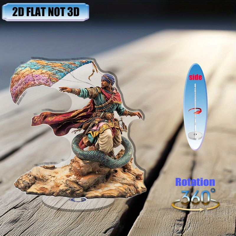 [2D flat] 1PC Rotating acrylic display featuring a nomadic chieftain on an ornate kite with a ...