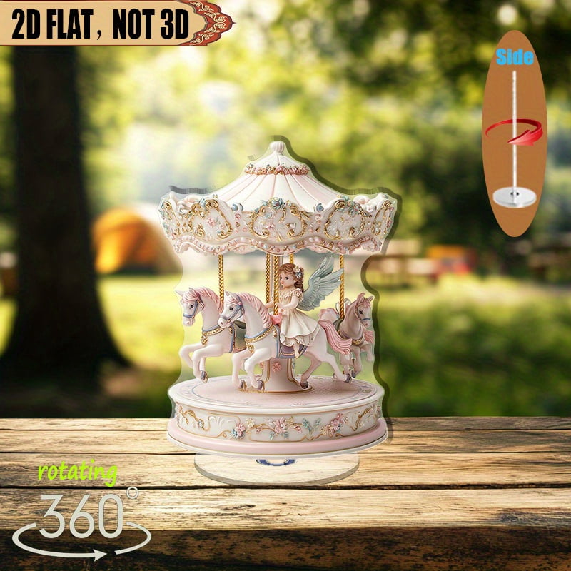 [2D flat] 1PC Rotating acrylic display featuring an ornate carousel ...