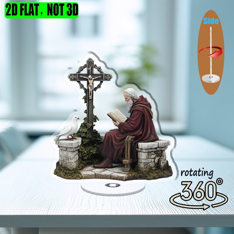 [2D flat] 1PC Rotating acrylic display featuring ornate silver cross ...