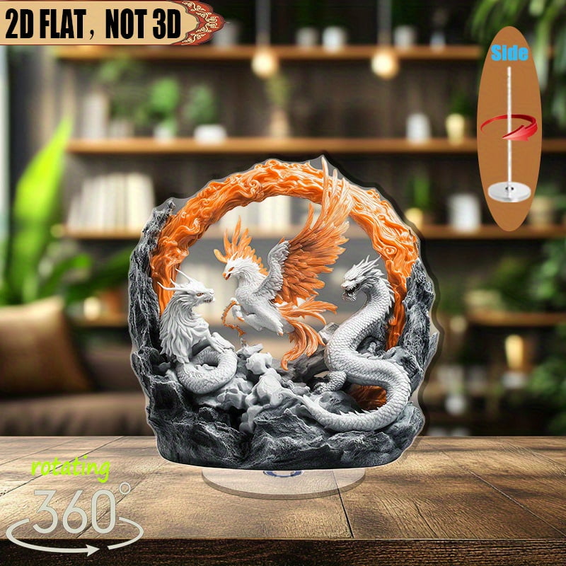 [2D flat] 1PC Rotating acrylic display featuring phoenix white tiger ...