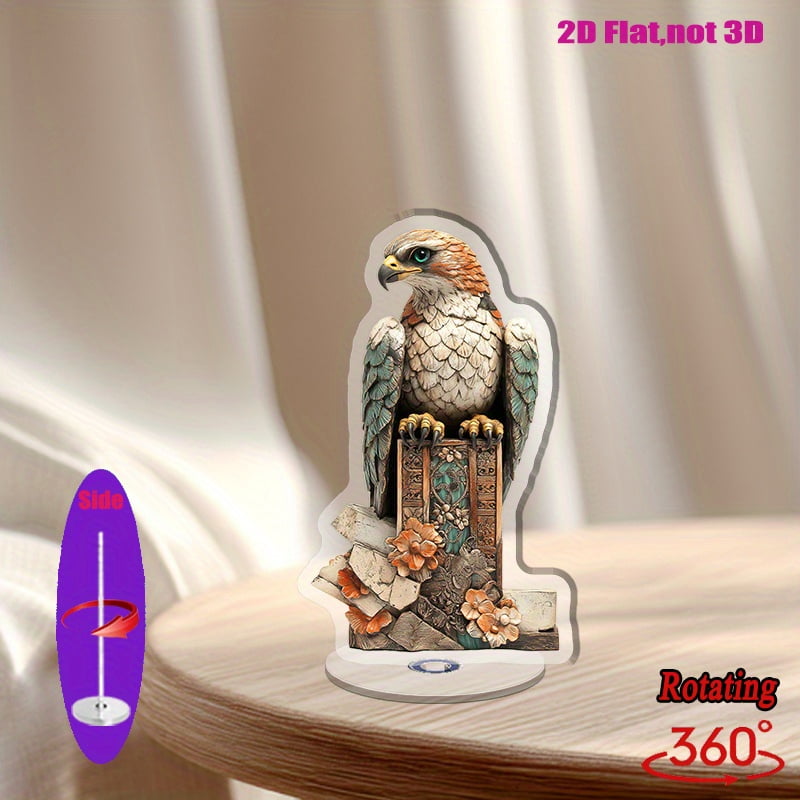 [2D flat] 1PC Rotating acrylic display featuring a regal falcon with ...