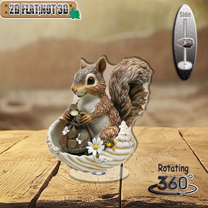 [2D flat] 1PC Rotating acrylic display featuring a seashell with swirling seascapes and a ...