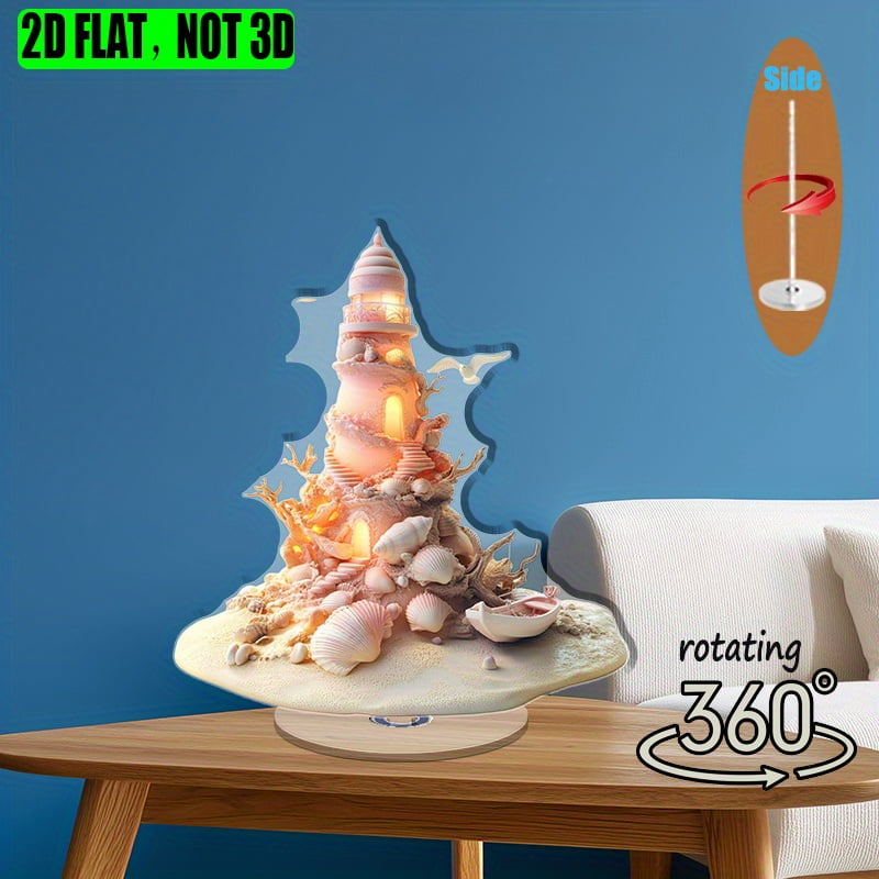 [2D flat] 1PC Rotating acrylic display featuring serene Shell Island ...