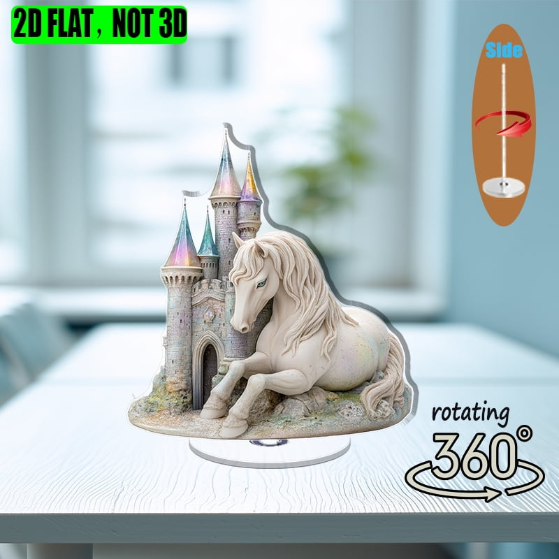 [2D flat] 1PC Rotating acrylic display featuring a serene white mare ...