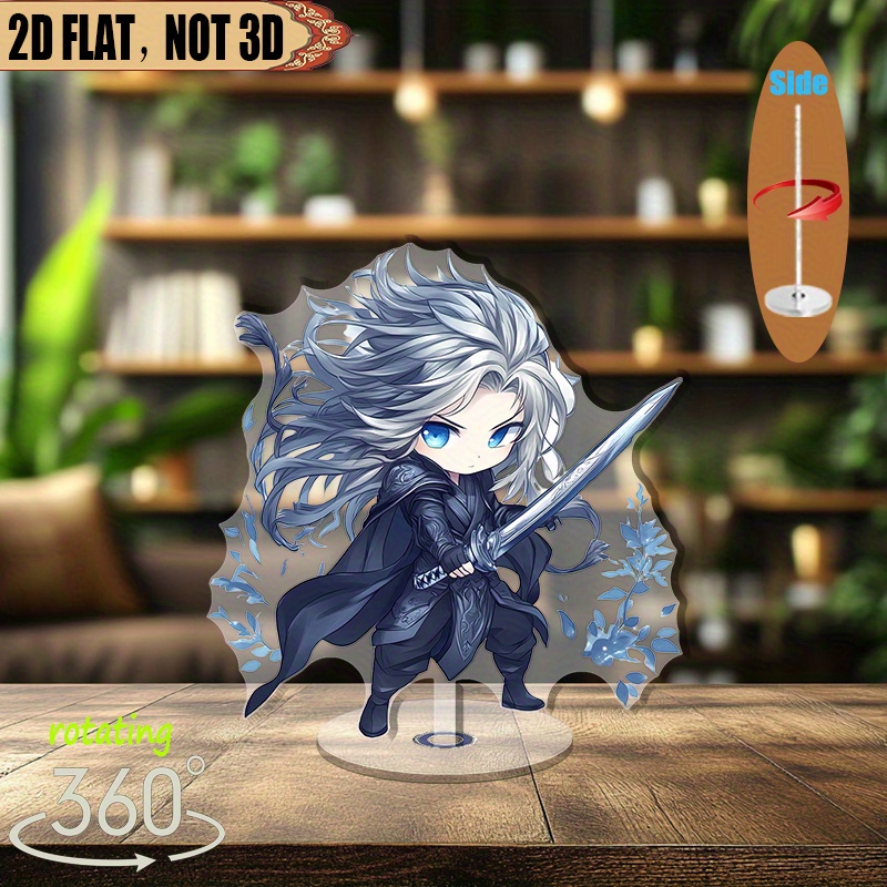 [2D flat] 1PC Rotating acrylic display featuring a shadowy figure with ...