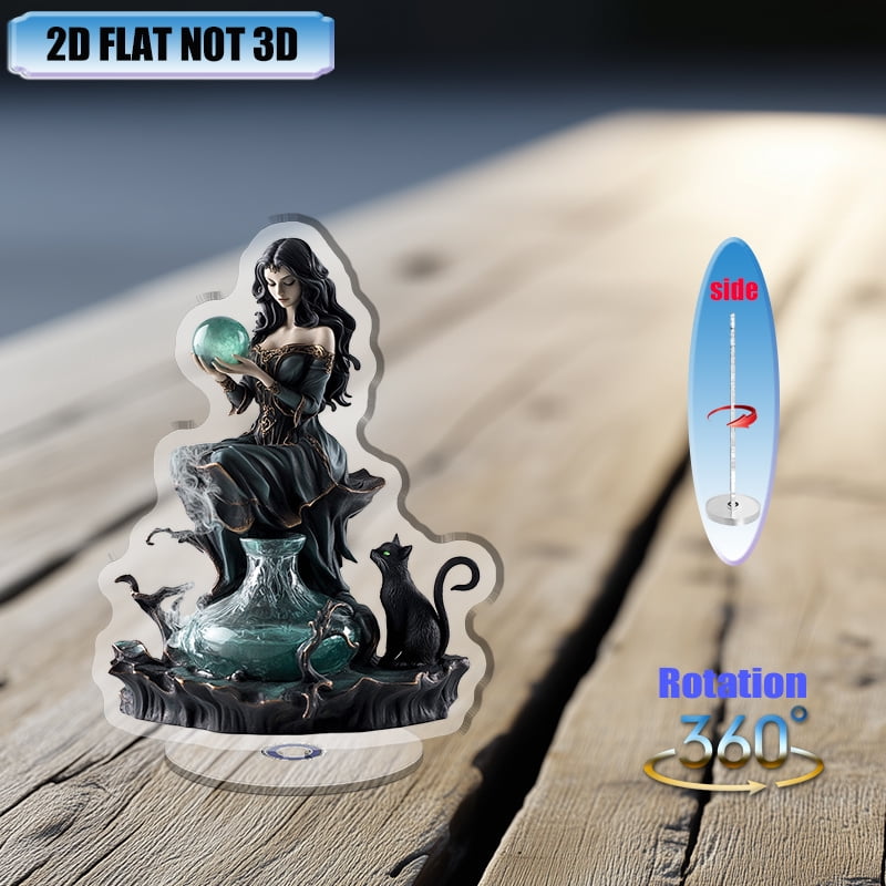 [2D flat] 1PC Rotating acrylic display featuring a shadowy sorceress ...