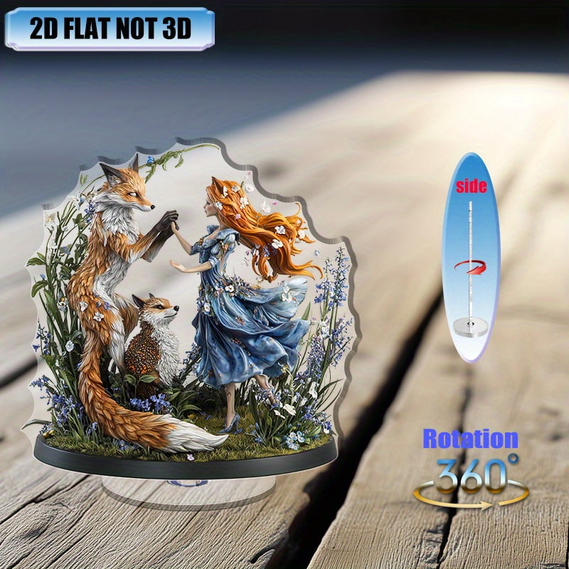 [2D flat] 1PC Rotating acrylic display featuring a silver fox rogue a ...