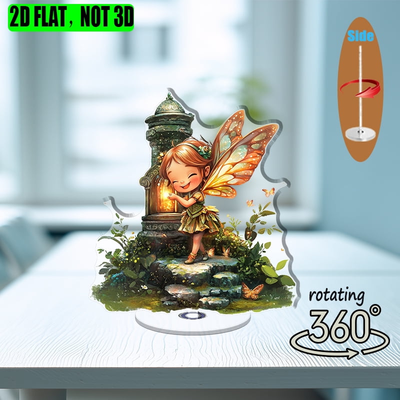 [2D flat] 1PC Rotating acrylic display featuring a sprightly fairy ...