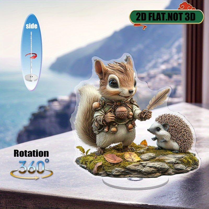 [2D flat] 1PC Rotating acrylic display featuring a squirrel in acorn ...