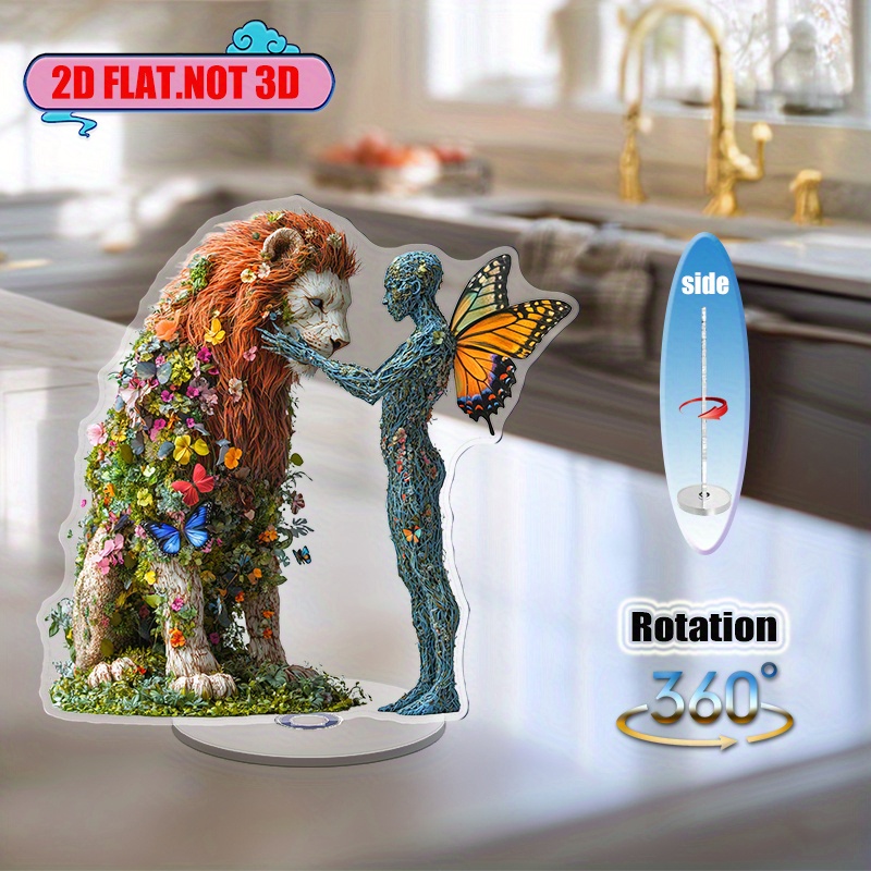 [2D flat] 1PC Rotating acrylic display featuring a tall figure cloaked ...