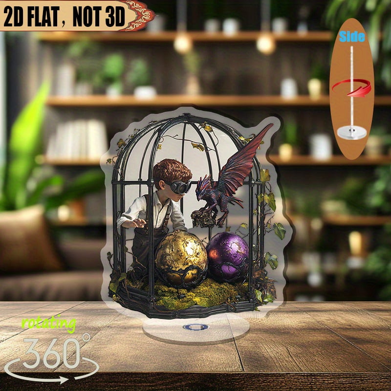 [2D flat] 1PC Rotating acrylic display featuring three mesmerizing ...