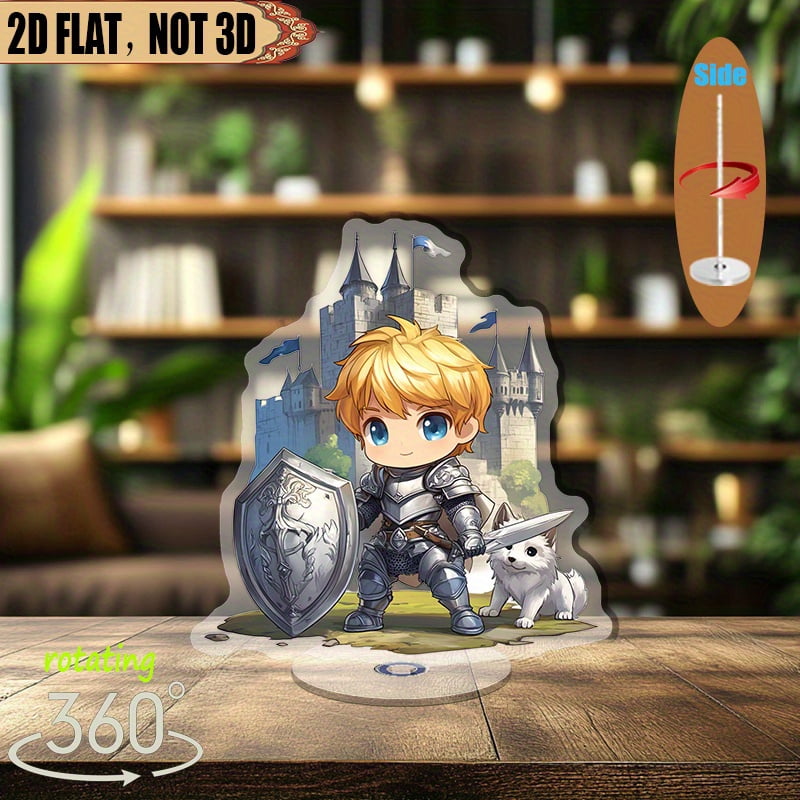 [2D flat] 1PC Rotating acrylic display featuring a valiant knight in ...