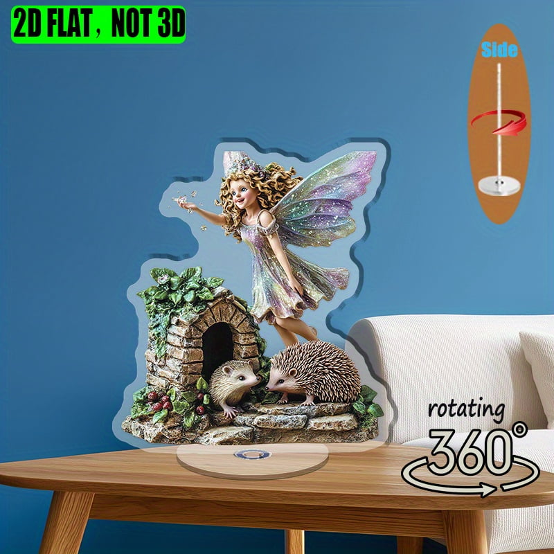 [2D flat] 1PC Rotating acrylic display featuring a whimsical fairy ...