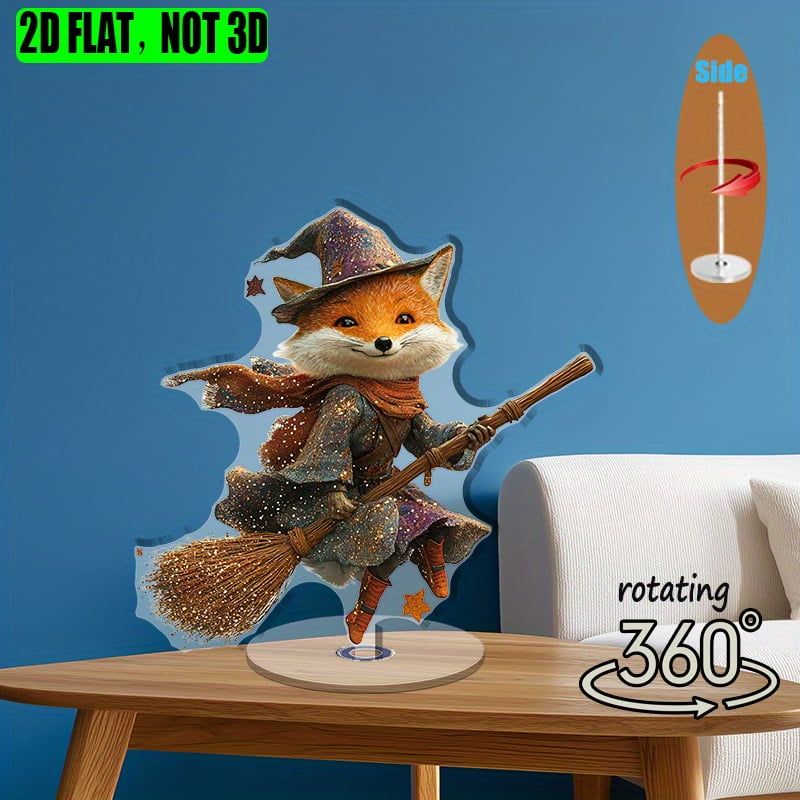 [2D flat] 1PC Rotating acrylic display featuring whimsical fox as a ...