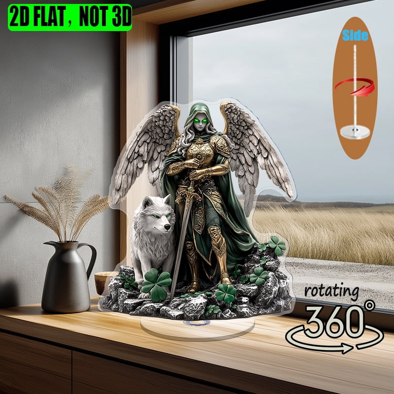 [2D flat] 1PC Rotating acrylic display featuring a winged figure in ...