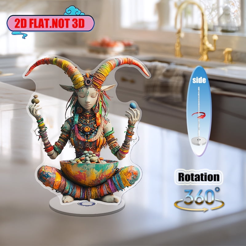 [2D flat] 1PC Rotating acrylic display featuring a woman balancing ...