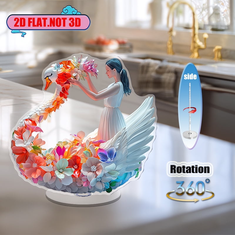 [2D flat] 1PC Rotating acrylic display featuring a woman with flowers ...