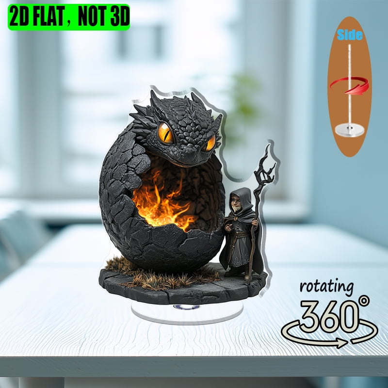 [2D flat] 1PC Rotating acrylic display featuring a young fire dragon ...