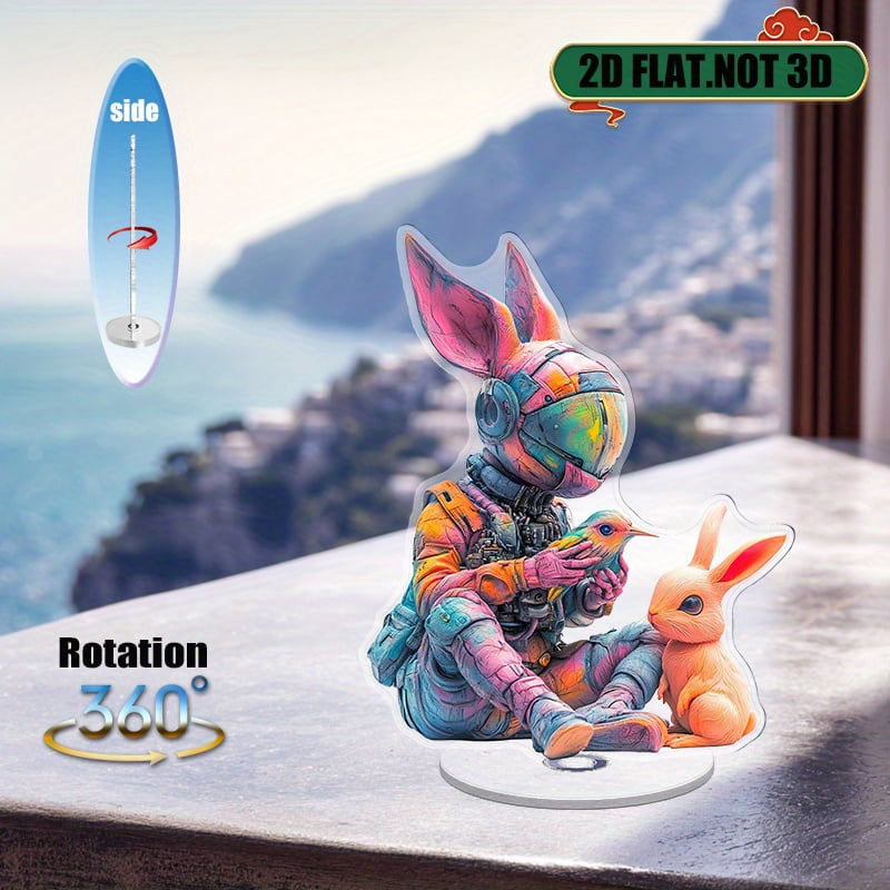 [2D flat] 1PC Rotating acrylic display featuring a youth cradling a ...