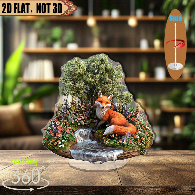 [2D flat] 1PC Rotating acrylic display piece featuring a playful fox by ...