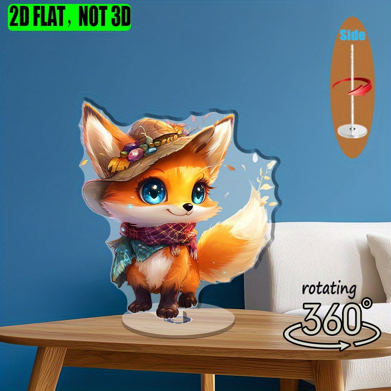 [2D flat] 1PC Rotating acrylic display piece featuring a charming fox ...