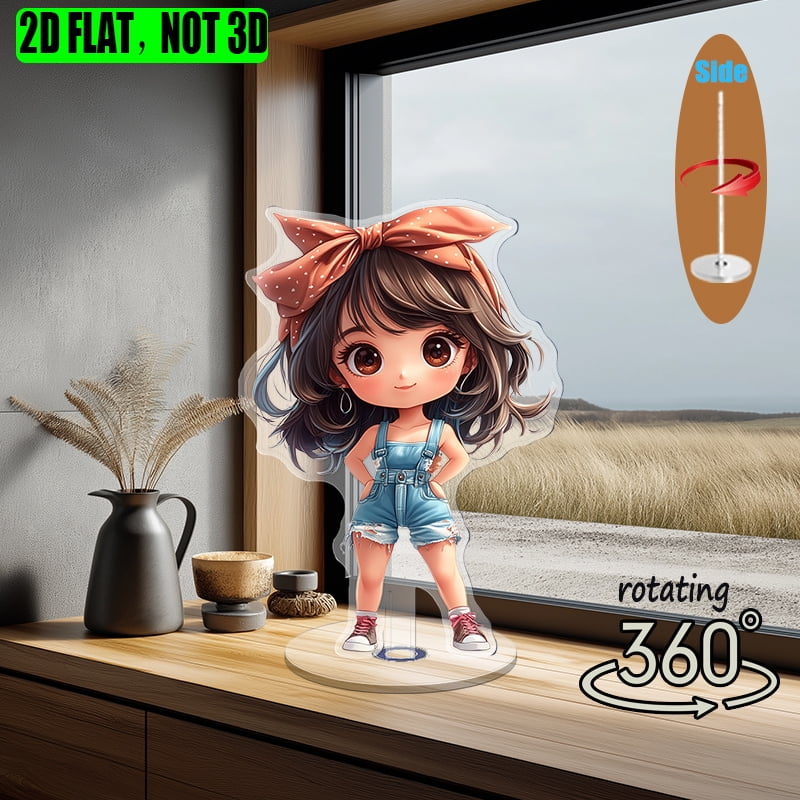 [2D flat] 1PC Rotating acrylic display piece featuring cute chibi ...
