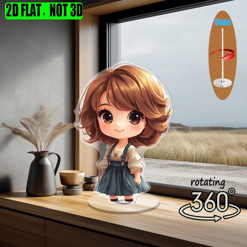 [2D flat] 1PC Rotating acrylic display piece featuring cute chibi style ...