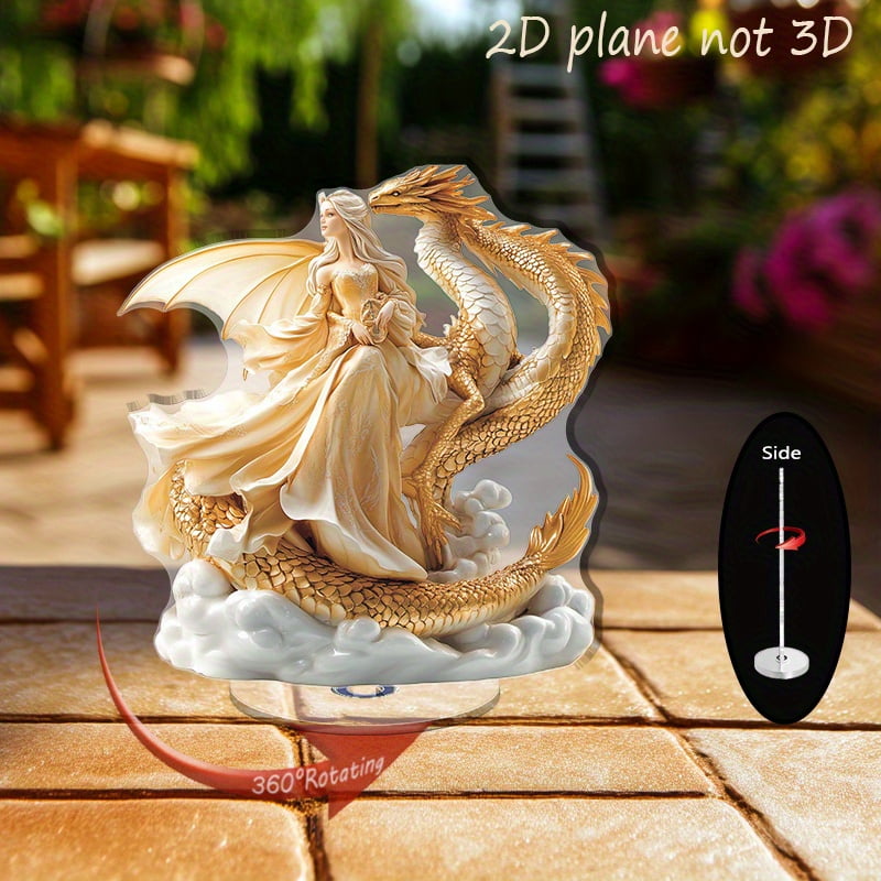 [2D flat] 1PC Rotating acrylic display piece featuring a golden fantasy ...