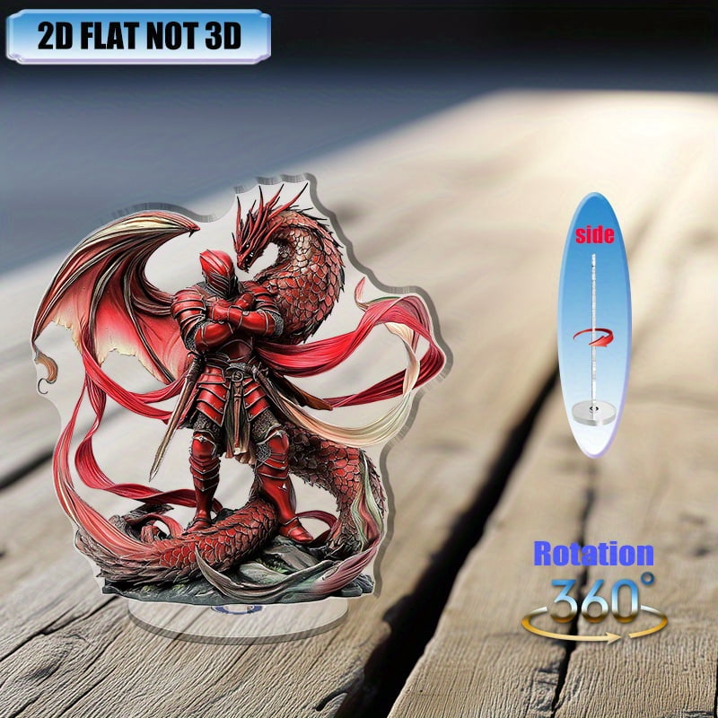 [2D flat] 1PC Rotating acrylic display piece featuring a knight in red ...