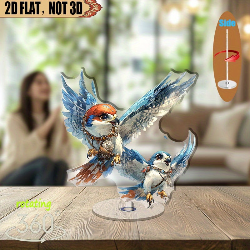 [2D flat] 1PC Rotating acrylic display piece featuring majestic falcons ...