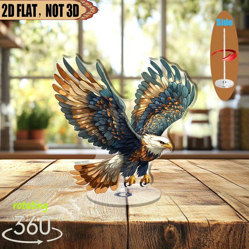 [2D flat] 1PC Rotating acrylic display piece featuring a soaring eagle ...