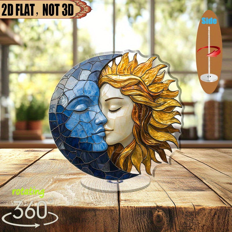 [2D flat] 1PC Rotating acrylic display piece showcasing a blue moon ...