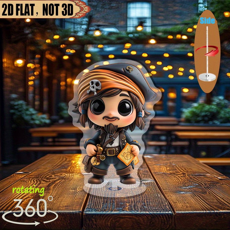 [2D flat] 1PC Rotating acrylic figurine featuring a whimsical pirate ...