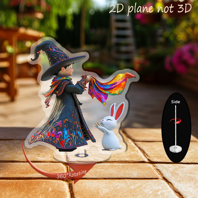 [2D flat] 1PC Rotating acrylic figurine of a magician with a scarf and ...