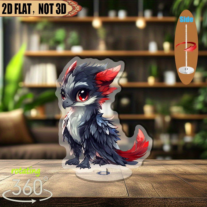 [2D flat] 1PC Rotating acrylic ornament featuring a charming wolf ...