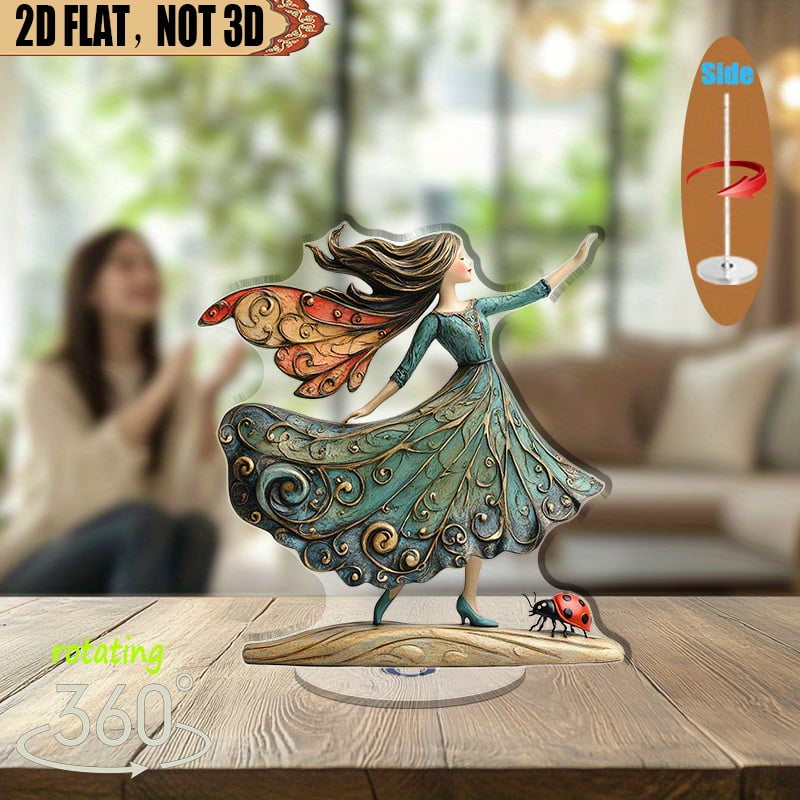 [2D flat] 1PC Rotating acrylic ornament featuring a cheerful sprite and ...