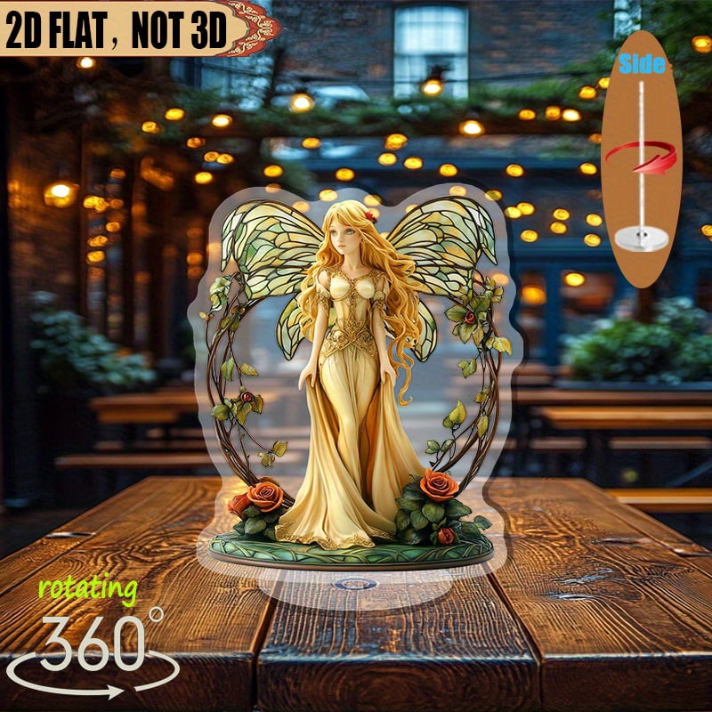 [2D flat] 1PC Rotating acrylic ornament featuring a delicate fairy ...