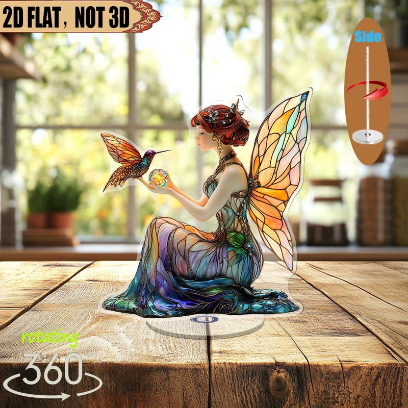 [2D flat] 1PC Rotating acrylic ornament featuring enchanting nymphs and ...