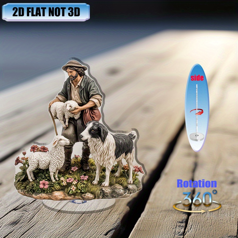 [2D flat] 1PC Rotating acrylic ornament featuring a gentle shepherd ...