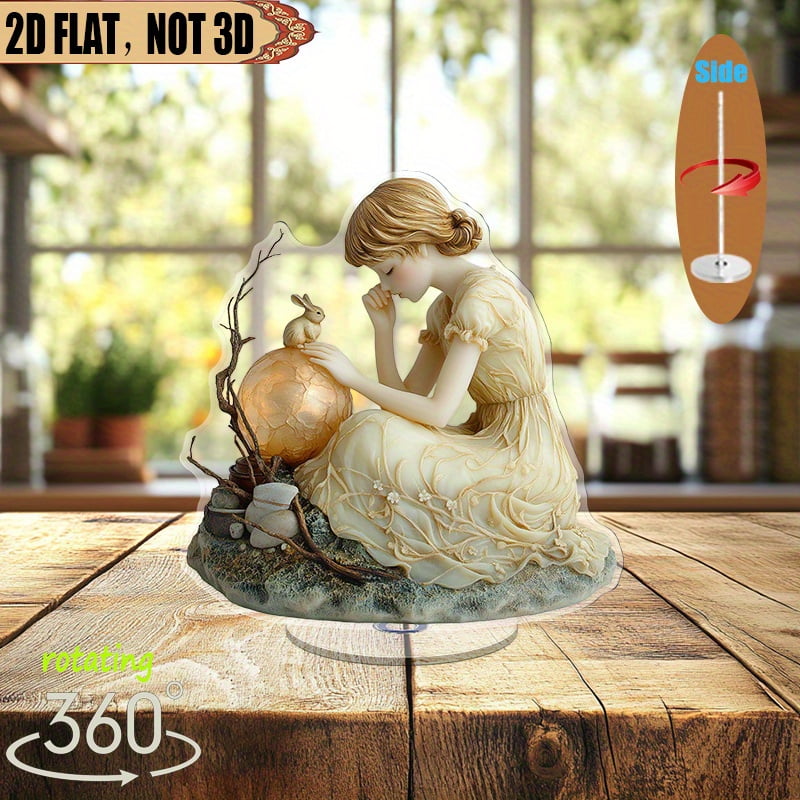 [2D flat] 1PC Rotating acrylic ornament featuring a girl with an orb ...