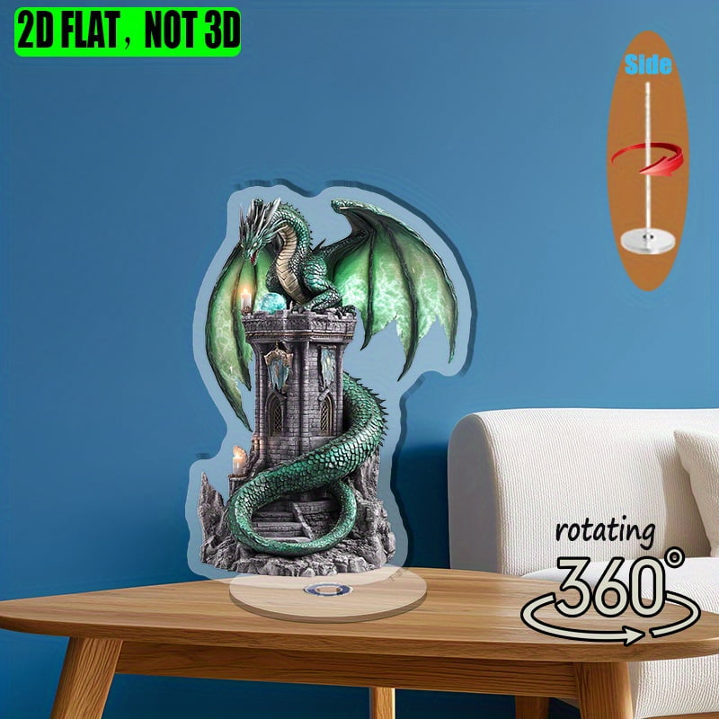 [2D flat] 1PC Rotating acrylic ornament featuring a majestic dragon ...